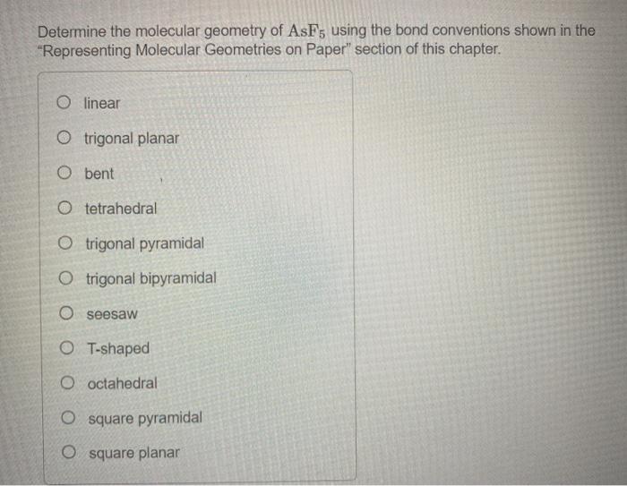 Solved Determine the molecular geometry of CIFs using the | Chegg.com