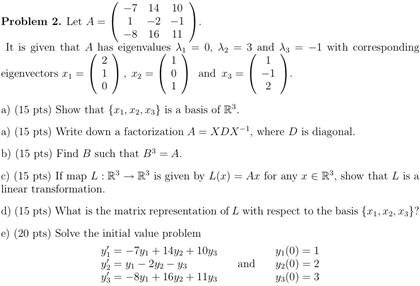 Let A = It is given that A has eigenvalues lambda1 = | Chegg.com