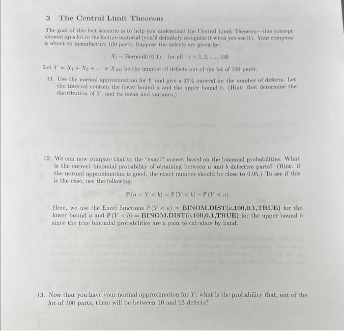 3 The Central Limit Theorem The goal of this last | Chegg.com