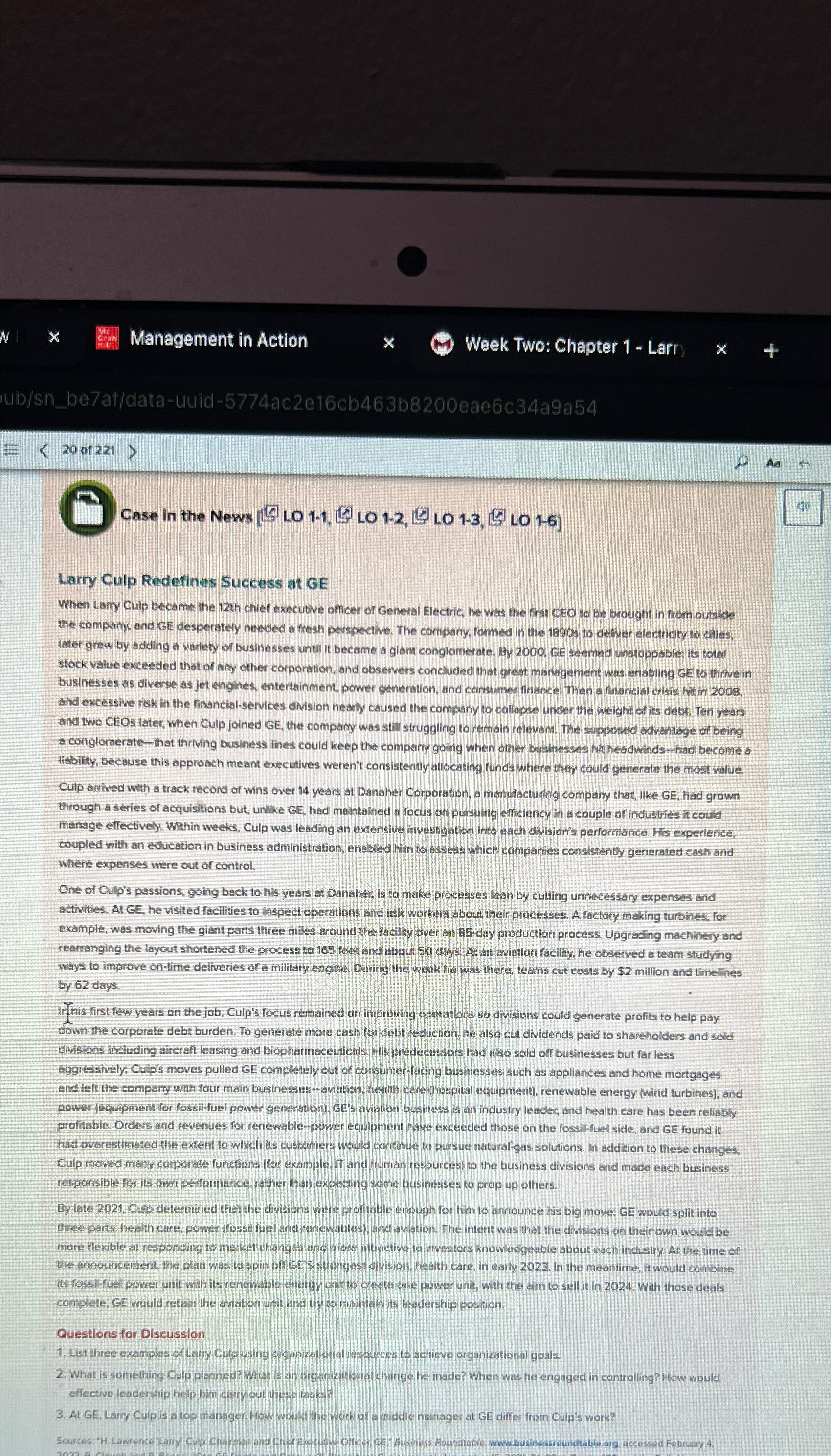 Solved xManagement in ActionWeek Two: Chapter 1 - | Chegg.com