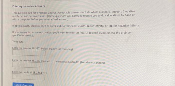 Solved Entering Numerical Answers This question asks for a | Chegg.com