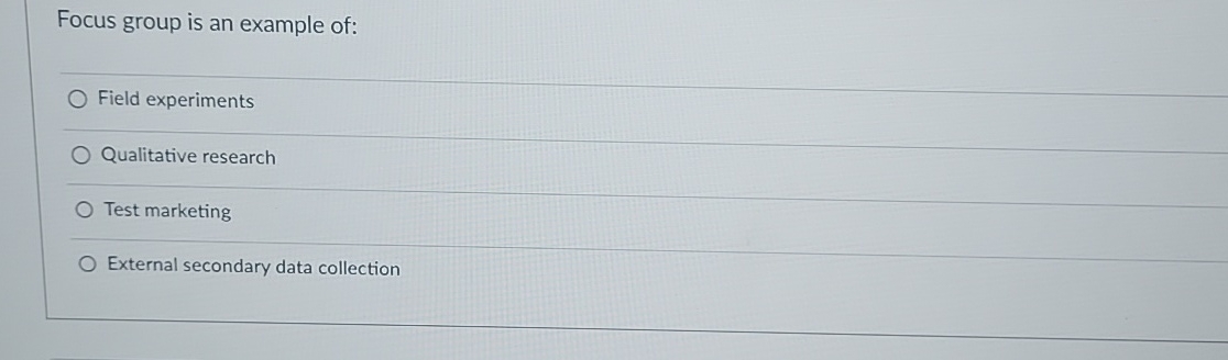 Solved Focus group is an example of:Field | Chegg.com