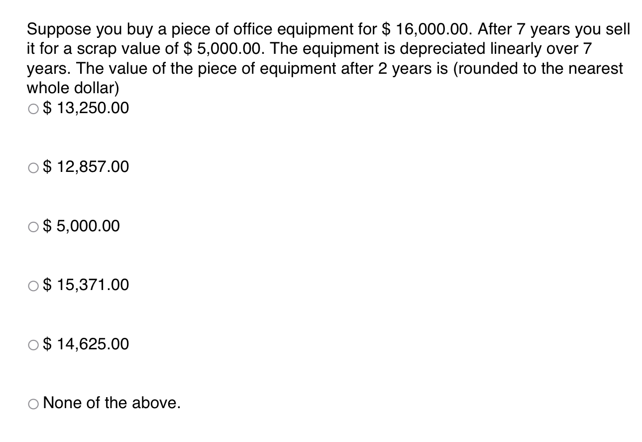 Solved Suppose you buy a piece of office equipment for | Chegg.com