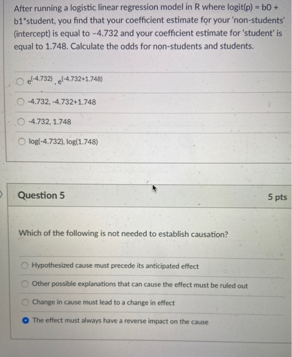 Solved After running a logistic linear regression model in R | Chegg.com
