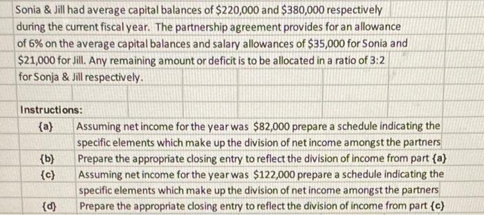 Solved Sonia & Jill had average capital balances of $220,000 | Chegg.com