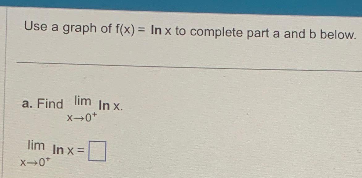 Solved Use a graph of f(x)=lnx ﻿to complete part a and b | Chegg.com