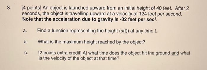 Solved An object is launched upward from an initial height | Chegg.com