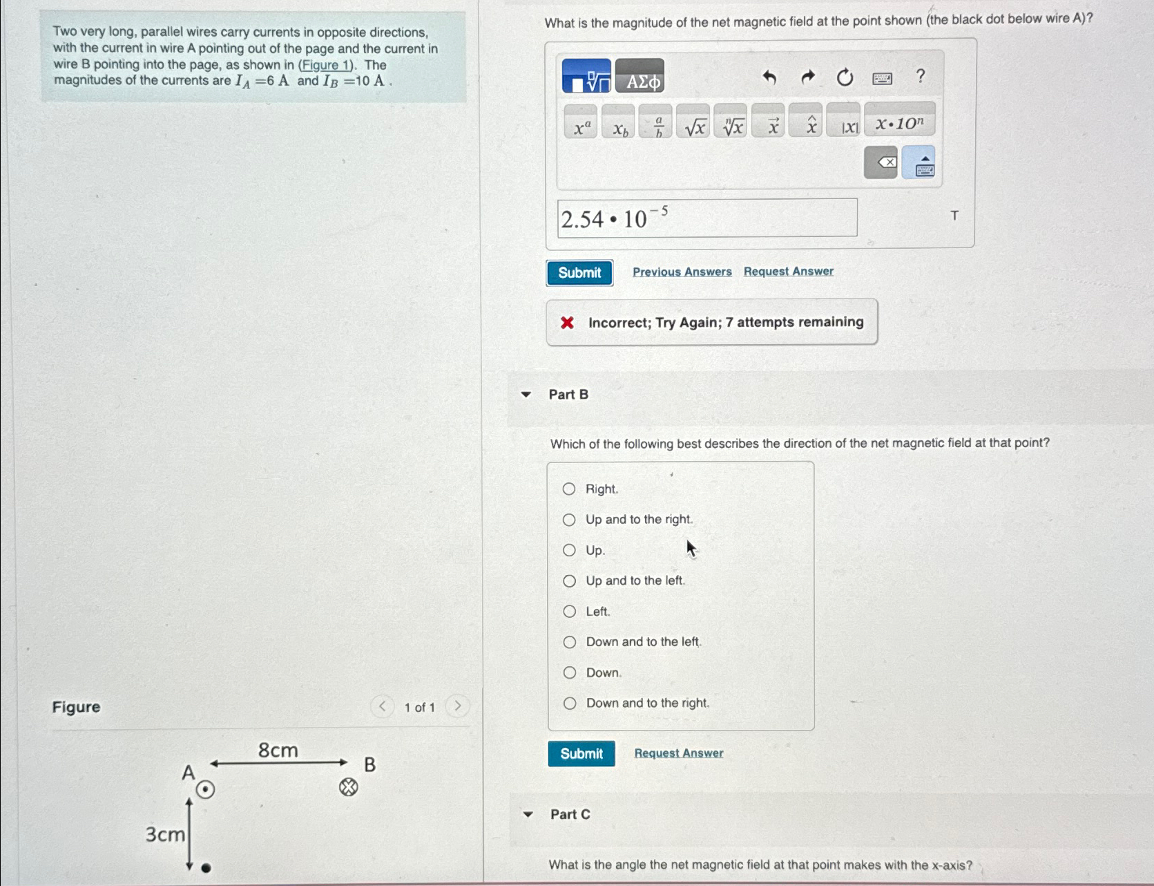 Solved Two very long, parallel wires carry currents in | Chegg.com
