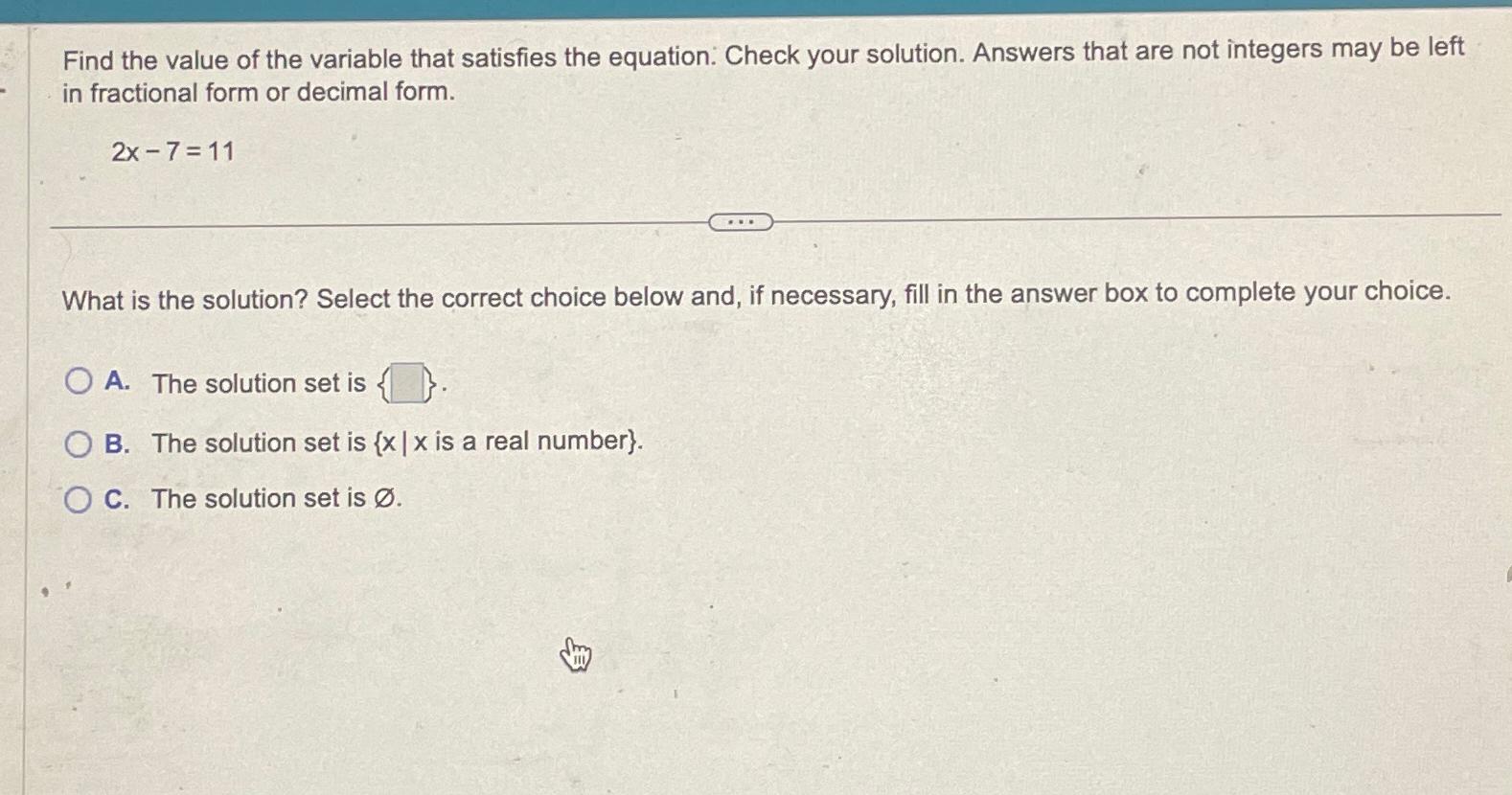 Solved Find the value of the variable that satisfies the | Chegg.com