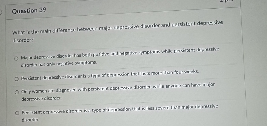 Solved Question 39What is the main difference between major | Chegg.com