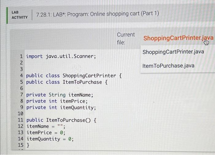 Solved 7.28 LAB*: Program: Online shopping cart (Part 1) (1) | Chegg.com