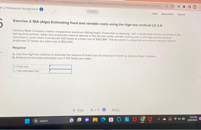 Solved Exercise 2-16A (Algo) Estimating flxed and variable | Chegg.com