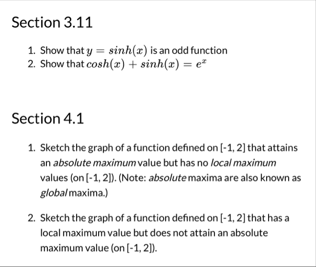 Solved Section 3.11Show that y=sinh(x) ﻿is an odd | Chegg.com