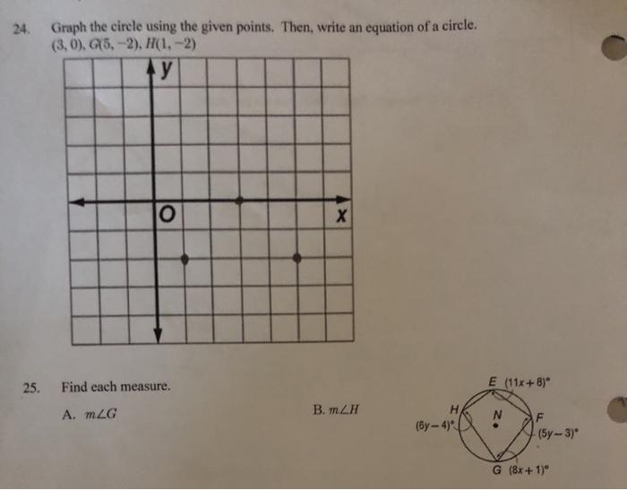 Solved 24 Graph the circle using the given points. Then, | Chegg.com