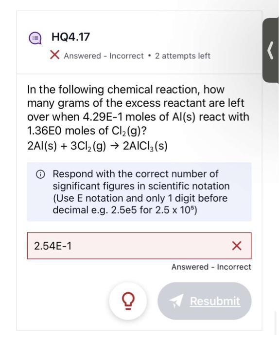 Solved In the following chemical reaction, how many grams of | Chegg.com