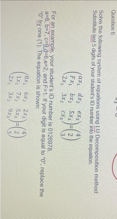 Solved Solve the following system of equations using LU | Chegg.com
