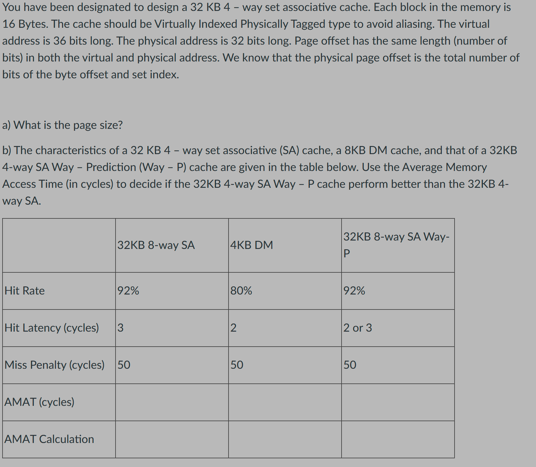 Solved You have been designated to design a 32 ﻿KB 4 - ﻿way | Chegg.com