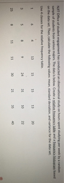 Solved NJIT Office of student engagement has conducted an | Chegg.com