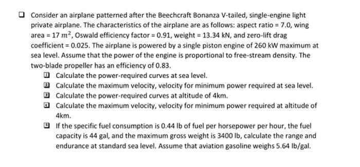 Solved Consider an airplane patterned after the Beechcraft | Chegg.com