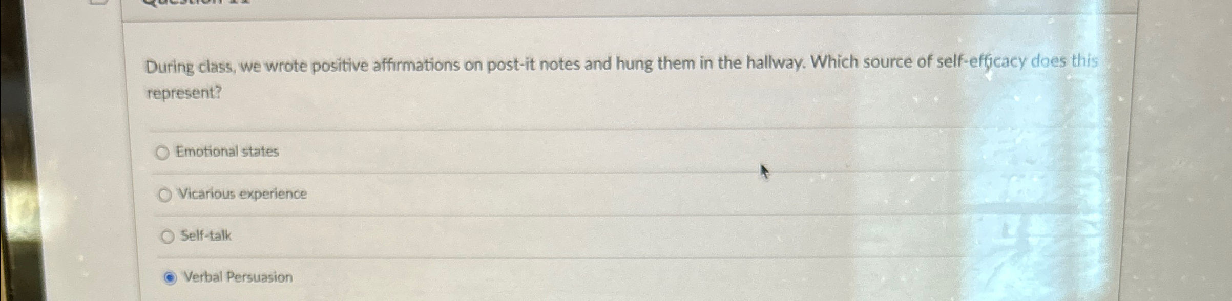 Solved During class, we wrote positive affirmations on | Chegg.com