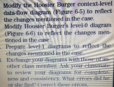 Modify the Hoosier Burger context-level data-flow | Chegg.com