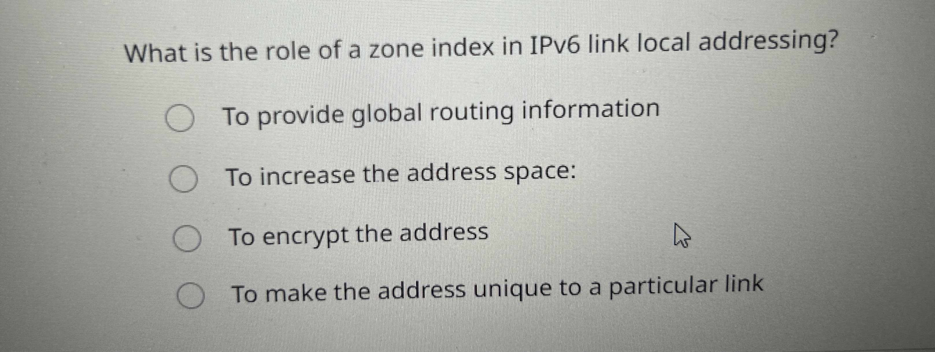 Solved What is the role of a zone index in IPv6 ﻿link local | Chegg.com