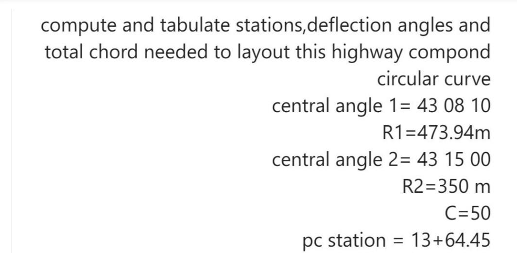 Solved compute and tabulate stations, deflection angles and | Chegg.com