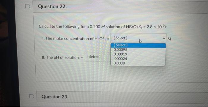 Solved Calculate the following for a 0.200M solution of | Chegg.com