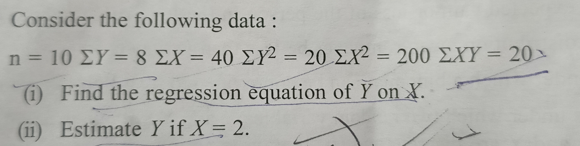 Solved Consider the following data | Chegg.com