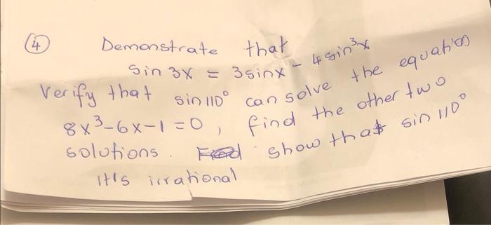 Solved 4. that the equation sin 110 Demonstrate Sin 3 x | Chegg.com