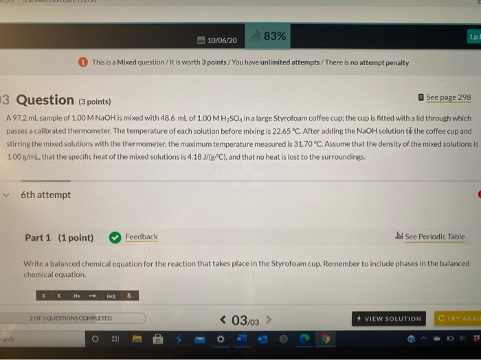 Solved Calculate the enthalpy change per mole of H2SO4 in | Chegg.com