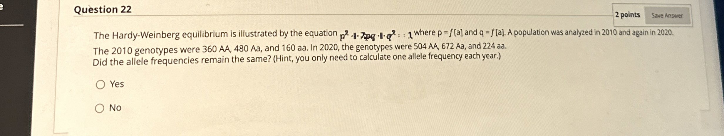 Solved Question 222 ﻿pointsThe Hardy-Weinberg equilibrium is | Chegg.com
