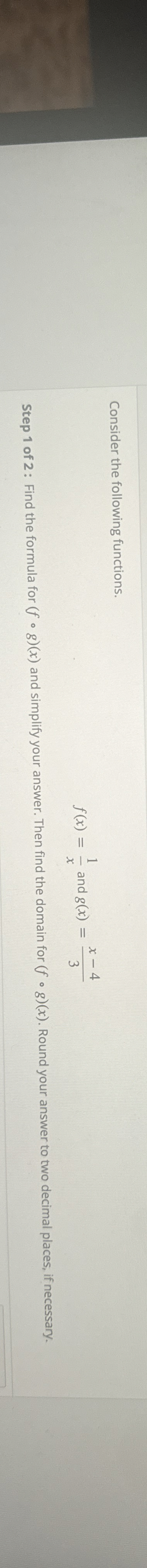 Solved Consider the following functions.f(x)=1x ﻿and | Chegg.com | Chegg.com