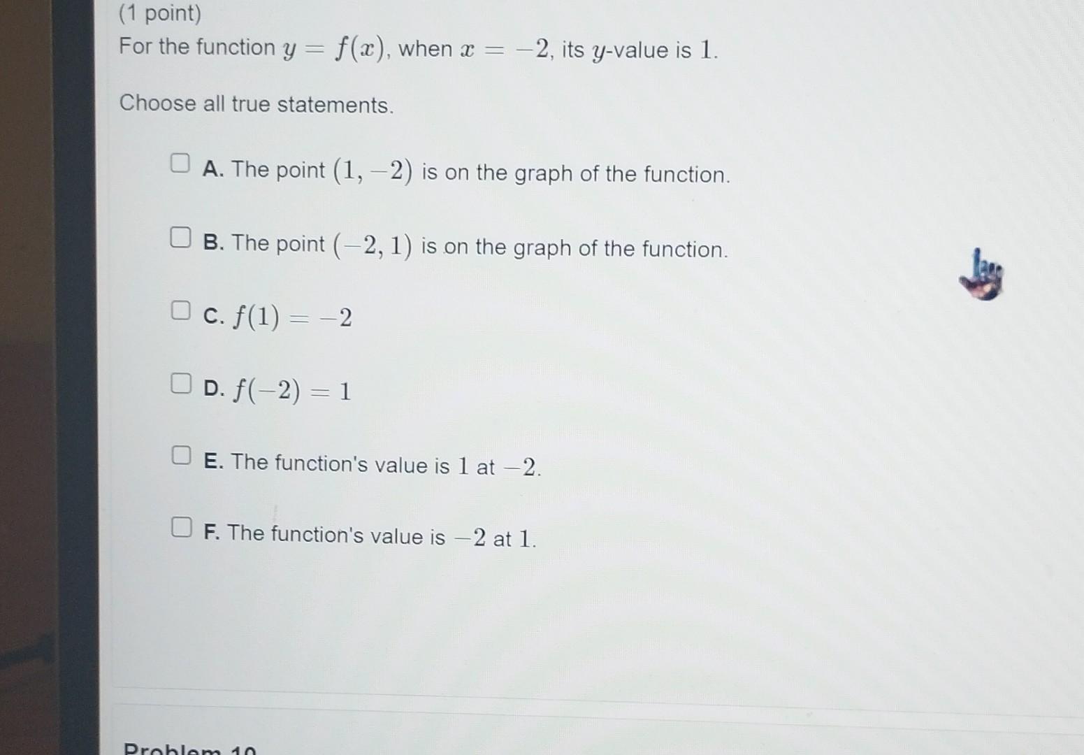 Solved function y=f(x), when x=−2, its y-value is 1 . all | Chegg.com