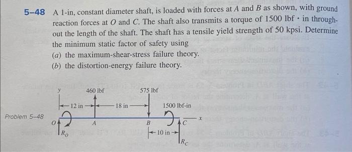 Solved a 5-48 A 1-in, constant diameter shaft, is loaded | Chegg.com