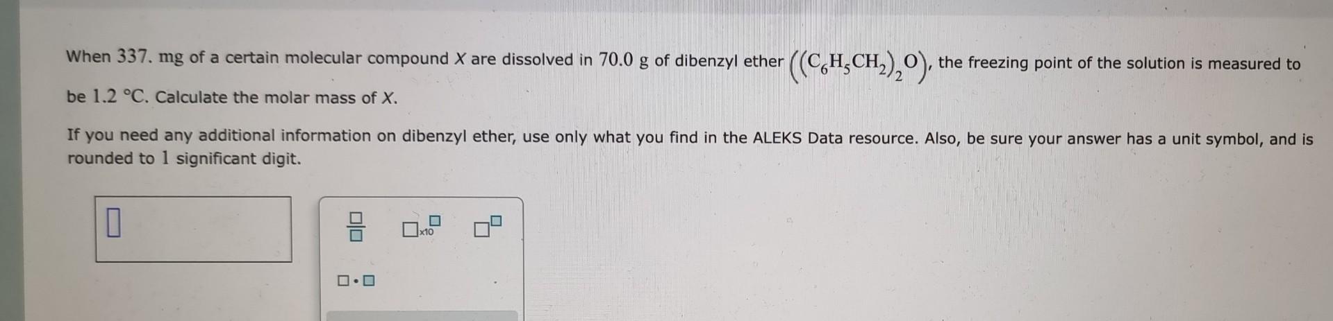 Solved When 337. mg of a certain molecular compound X are | Chegg.com