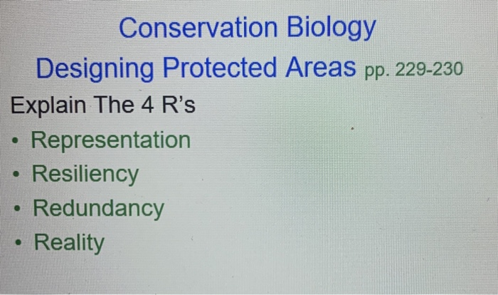 Solved Conservation Biology Designing Protected Areas pp. | Chegg.com