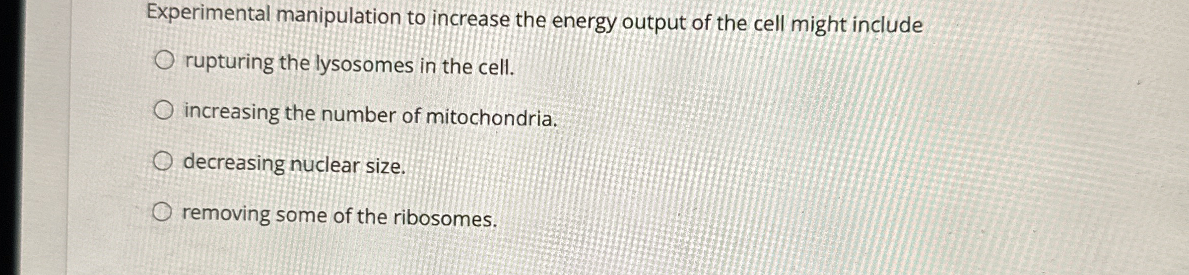 Solved Experimental manipulation to increase the energy | Chegg.com