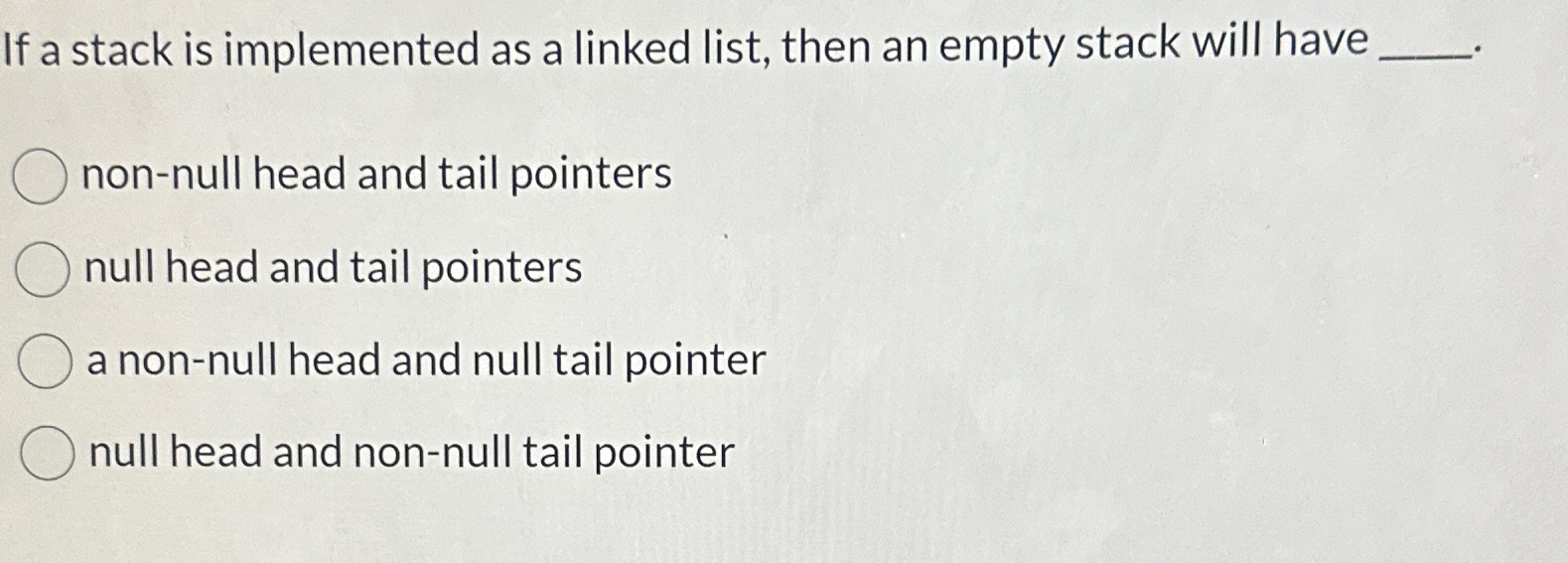 Solved If a stack is implemented as a linked list, then an | Chegg.com