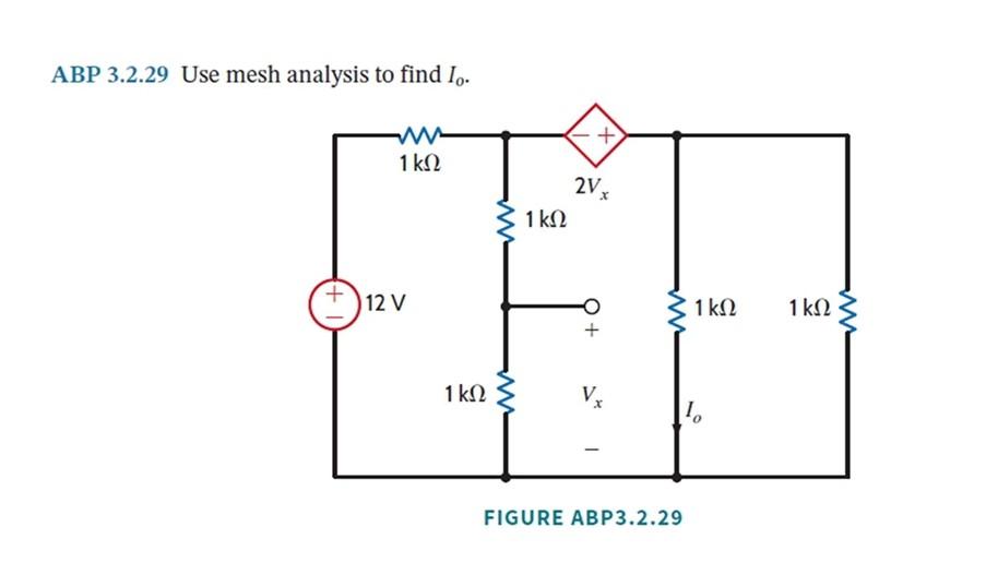 Solved ABP 3.2.29 Use mesh analysis to find I0. FIGURE ABP | Chegg.com