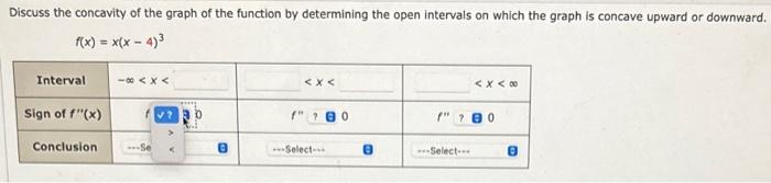 Solved the drop downs are concave upward or downward for the | Chegg.com