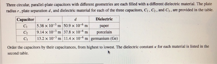Solved Three circular, parallel-plate capacitors with | Chegg.com