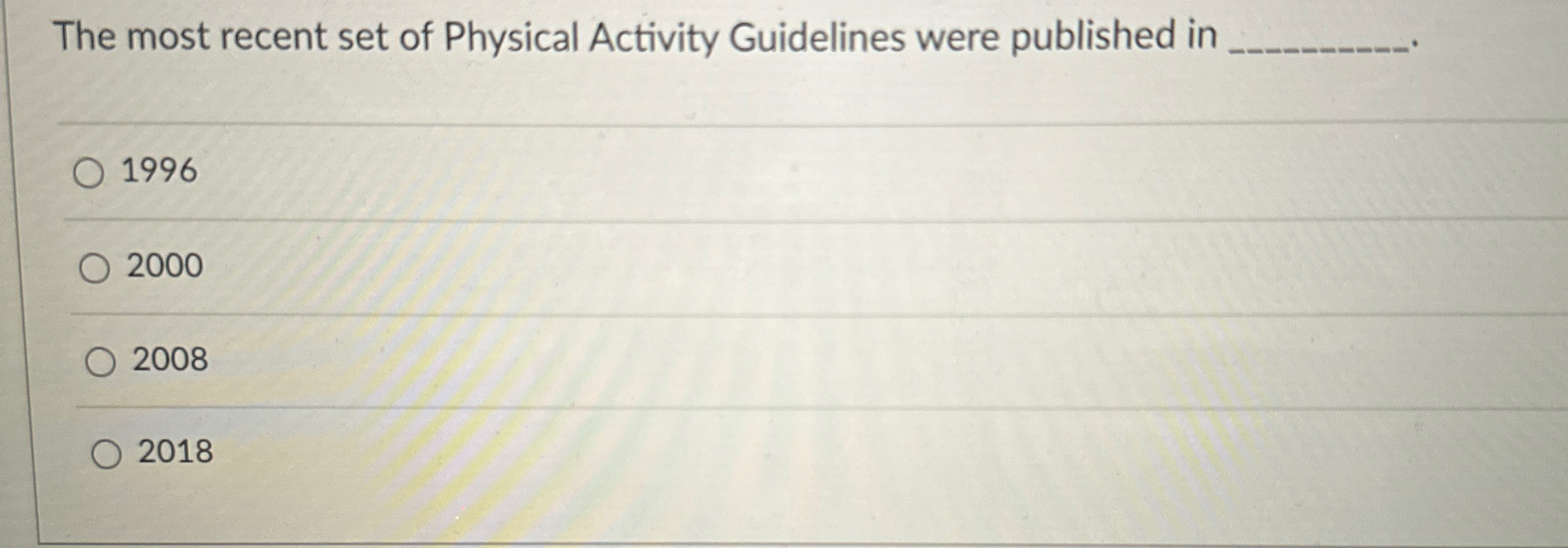 Solved The most recent set of Physical Activity Guidelines | Chegg.com