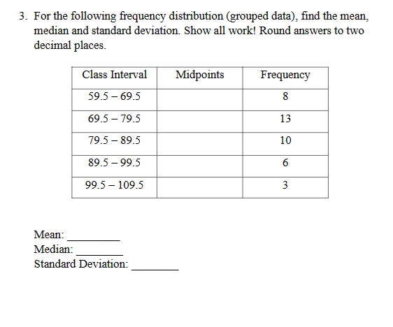 Solved For the following frequency distribution (grouped | Chegg.com
