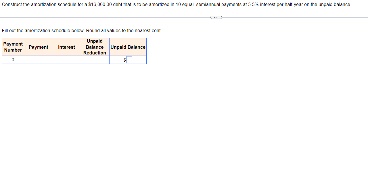 Solved Construct the amortization schedule for a $16,000.00 | Chegg.com