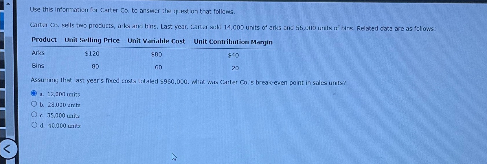 Solved Use this information for Carter Co. ﻿to answer the | Chegg.com