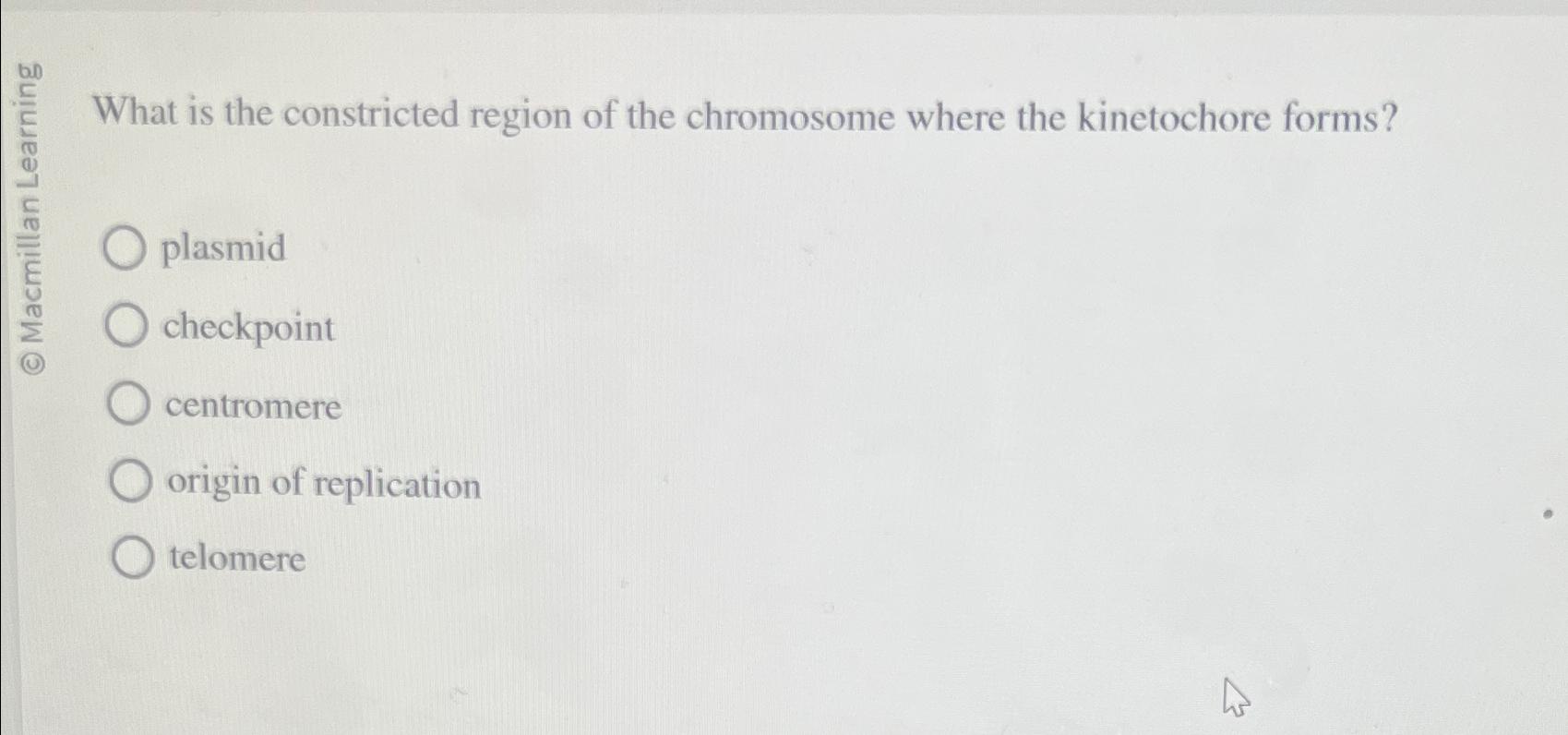 Solved What is the constricted region of the chromosome | Chegg.com