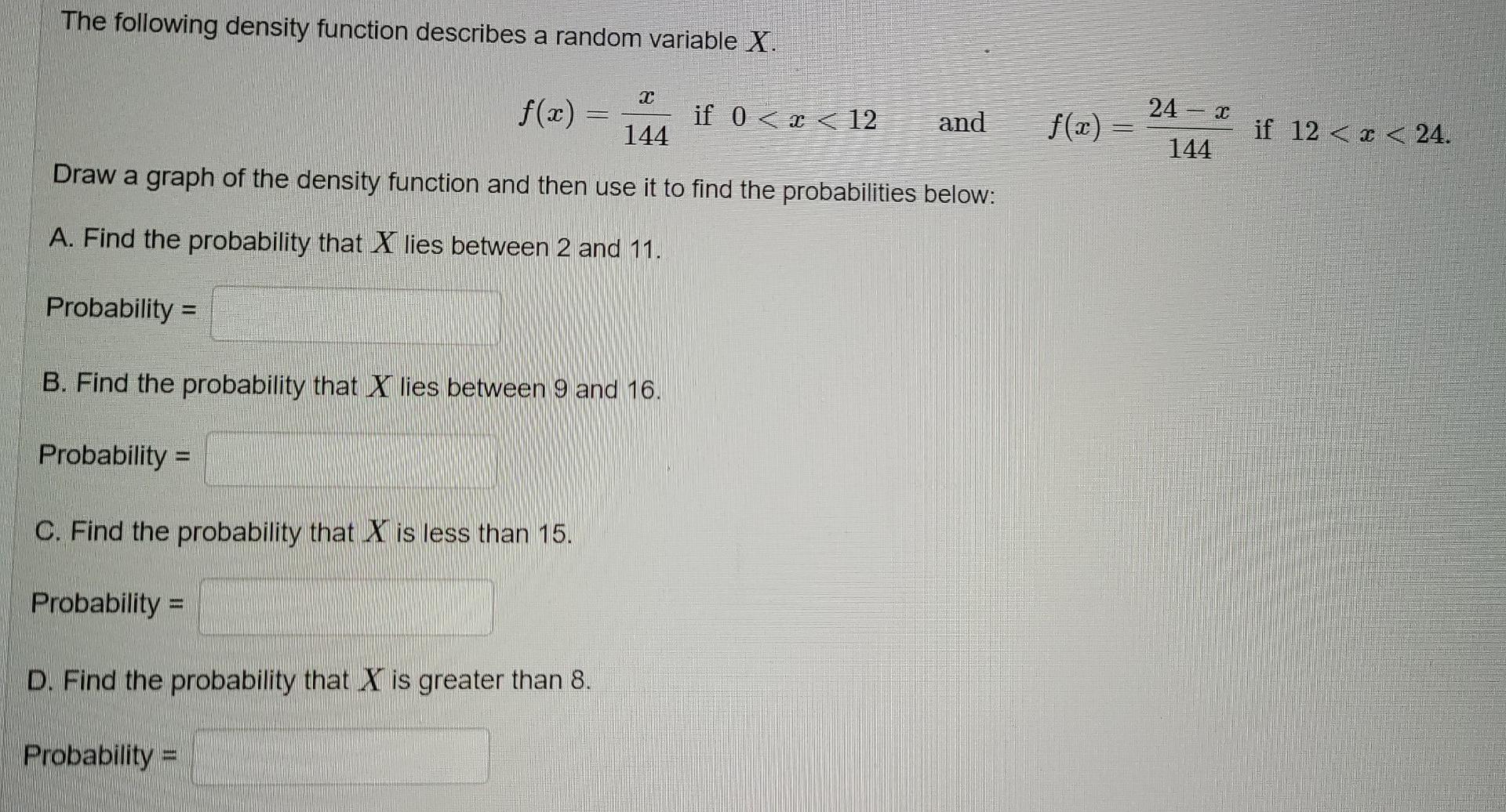 Solved The following density function describes a random | Chegg.com