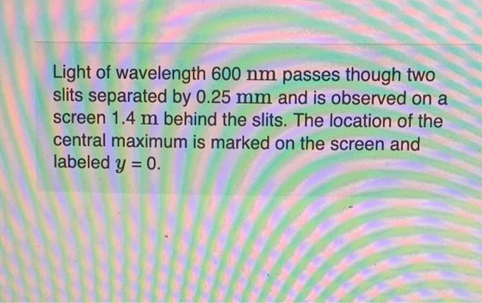 Solved Light of wavelength 600 nm passes though two slits | Chegg.com