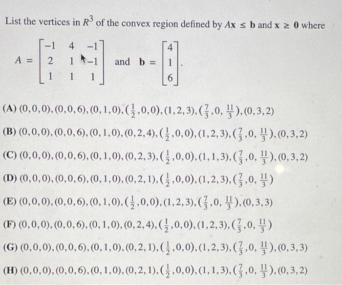 Solved List the vertices in R3 of the convex region defined | Chegg.com